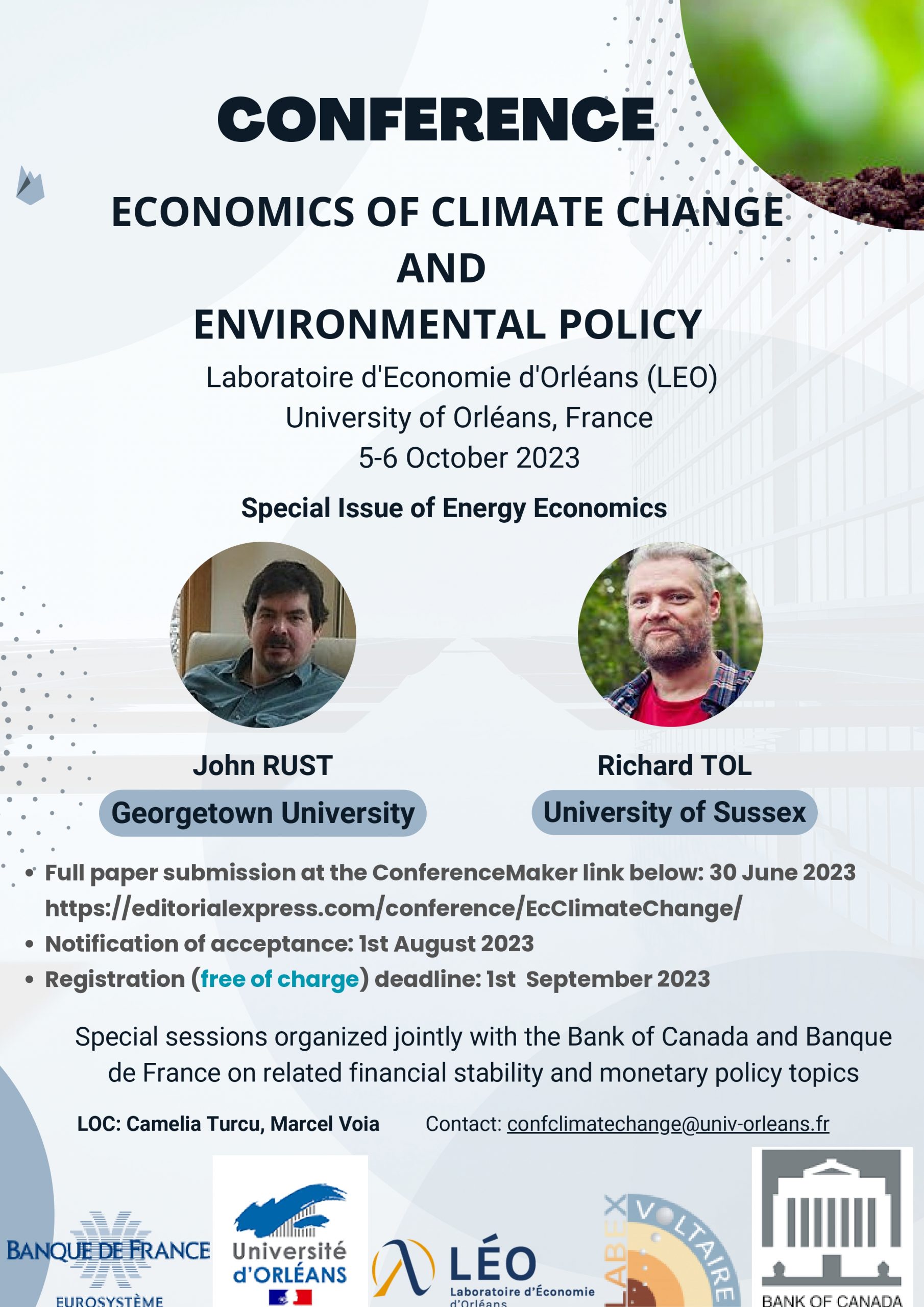Conférence "Economics of climate change and environmental policy" - LEO